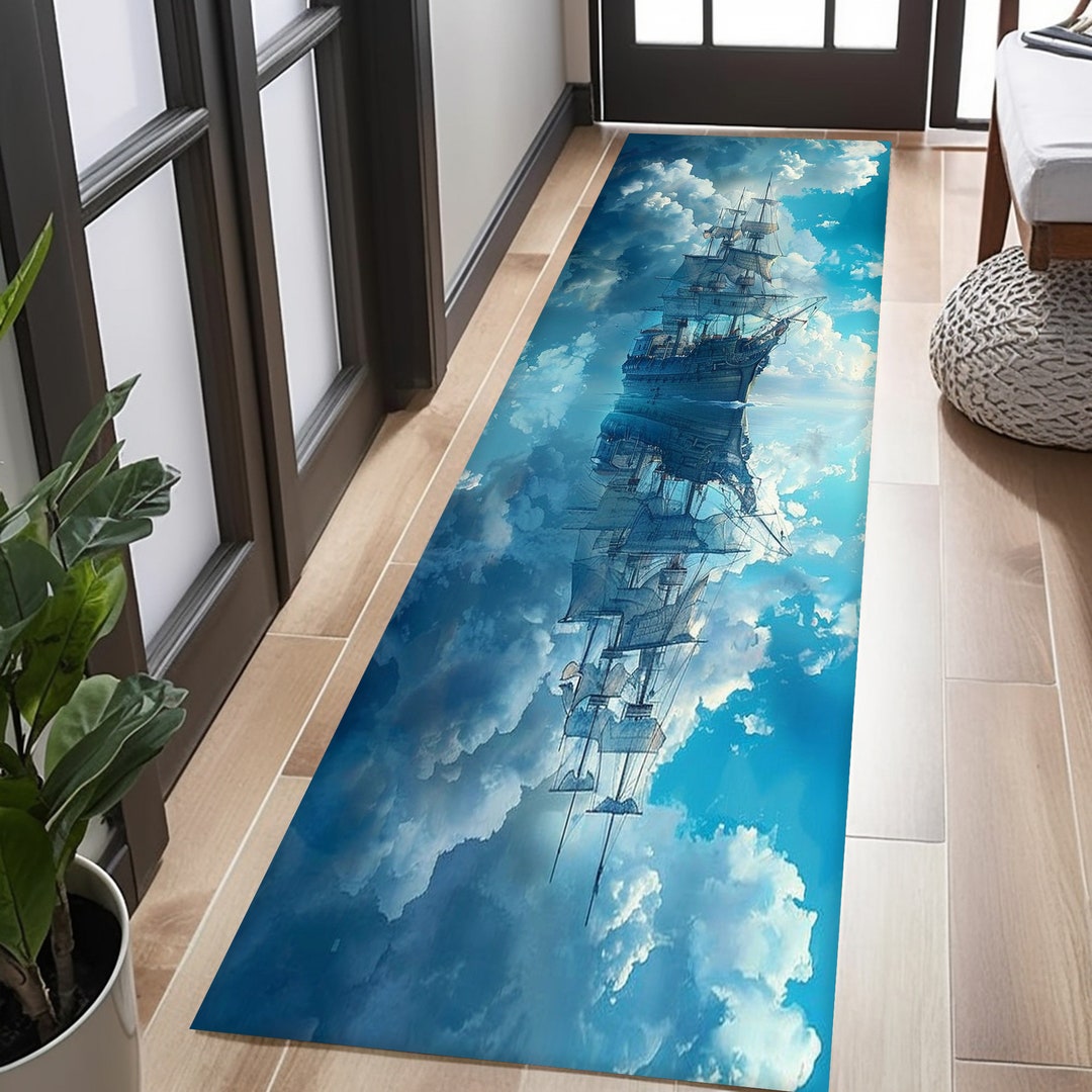 Pirate Ship Rug, Runner Pirate Ship Rug, Scary Pirate Rug, Ship Rug ...