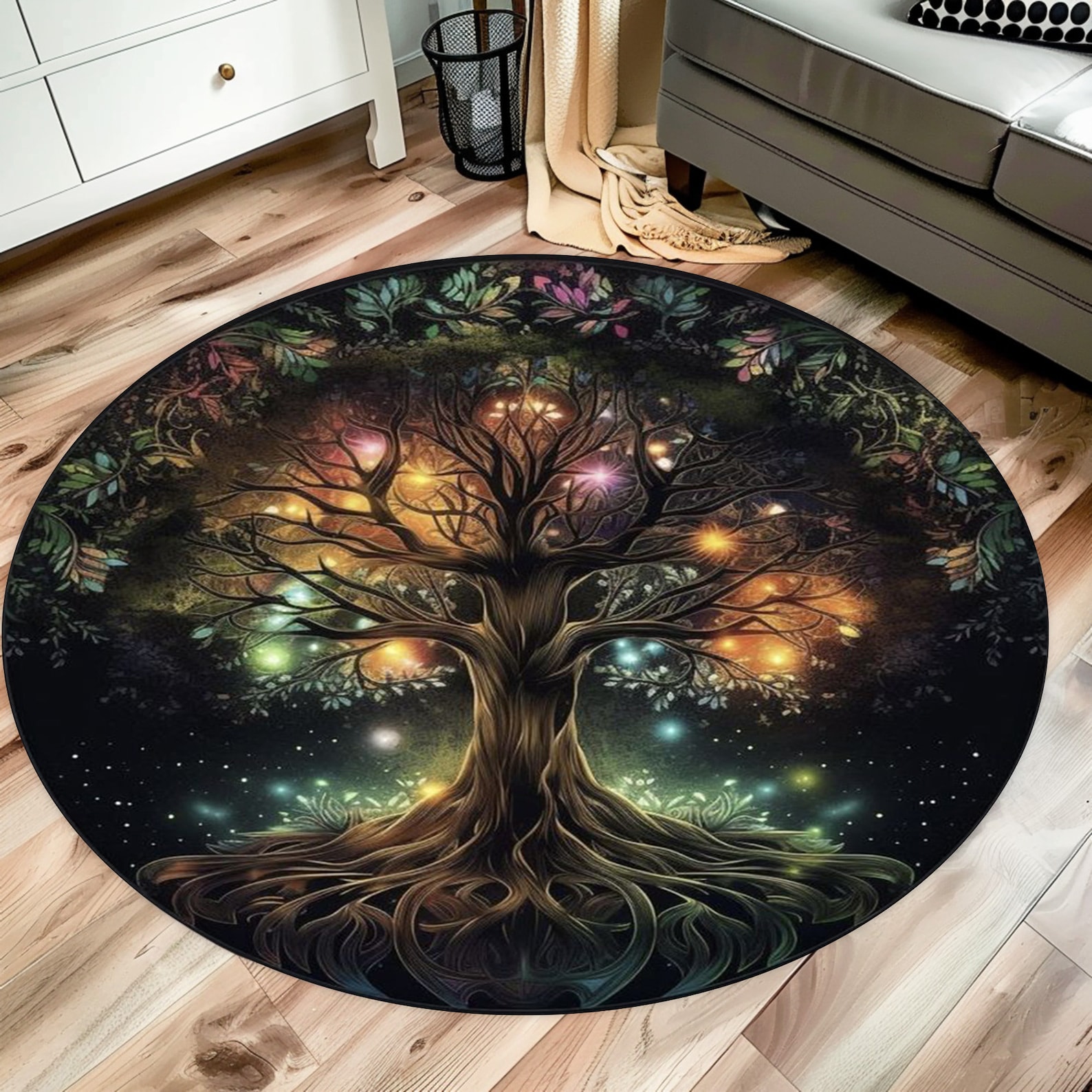 Tree of Life Rug, Tree of Life Decor, Tree Themed Rug, Cool Rug, Round ...