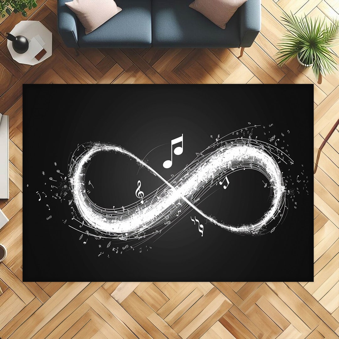 Music Rug, Music Themed Rug, Music Notes Rug, Modern Area Rug, Living ...