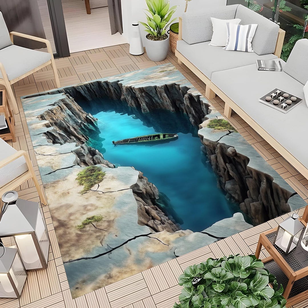 3D Rug, 3D Design, Deep Hole Rug, 3D Huge Crack, Illusion Rug, Optical ...