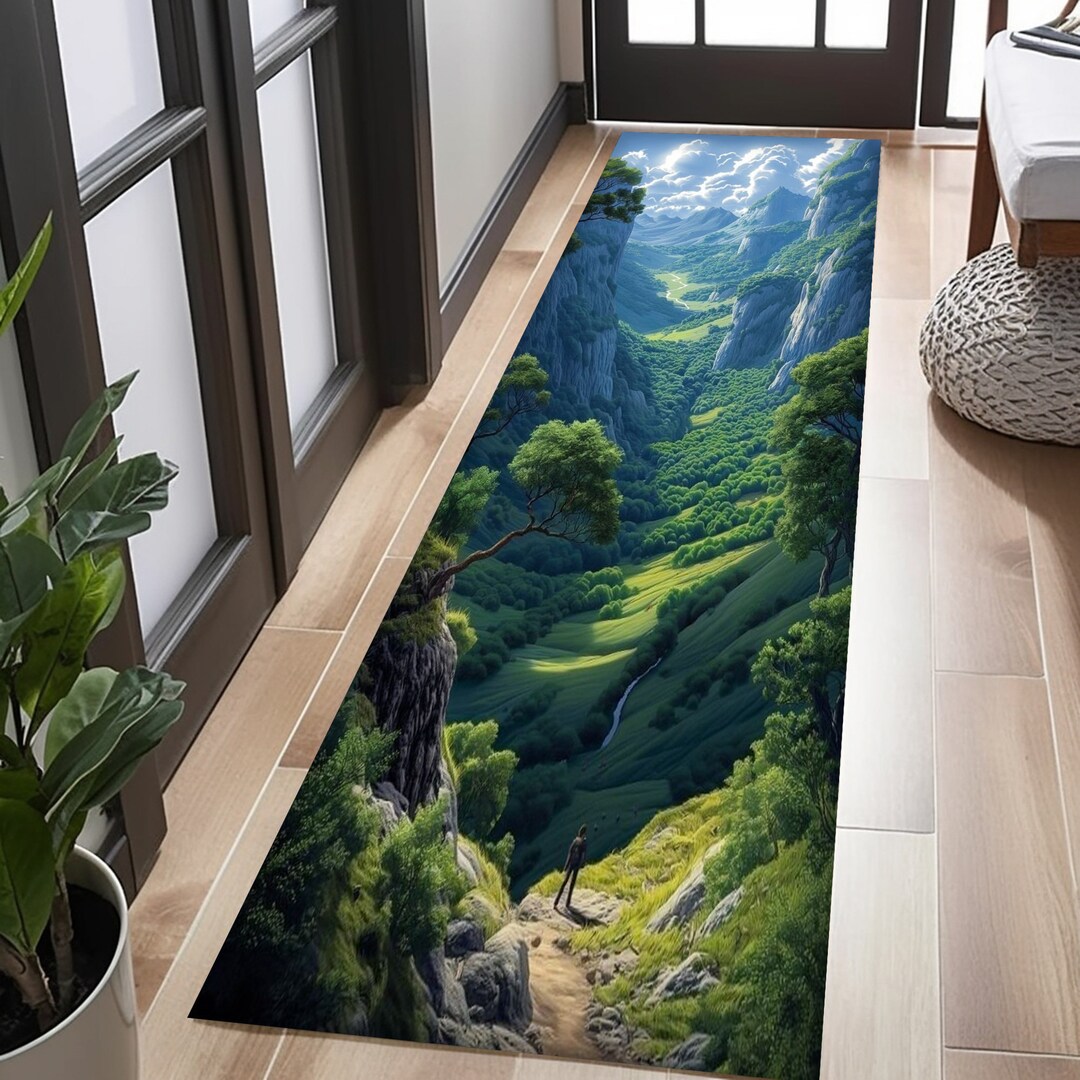 Forest Rug, Tree Rug, Tree Pattern Rug, Forest Runner Rug, Runner, Gift ...