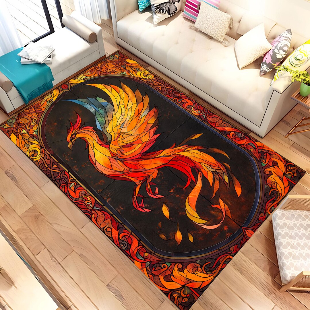 Phoenix Rug, Phoenix Bird Rug, Animal Rug, Fantastic Rug, Firebird Rug ...
