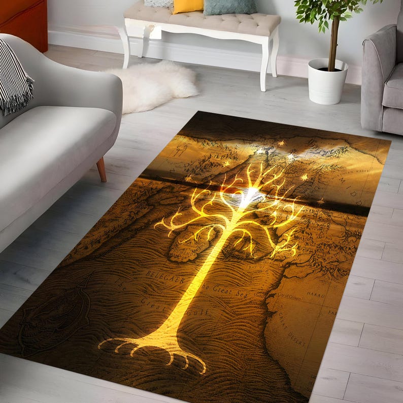 White Tree of Gondor, Lord of the Rings Rug, LOTR Decor, Middle Earth ...