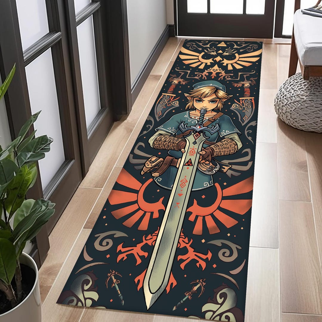 Zelda Legend Rug, Zelda Runner Rug, Runner Design Rug, Gaming Area Rug ...