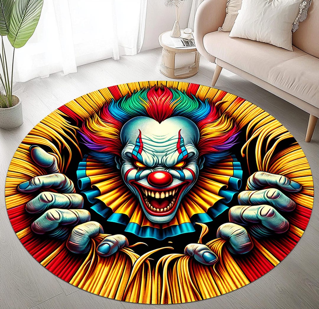 Pennywise Rug, Horror Movie, Horror Movie Carpet, 3D Rug, Round Rug ...