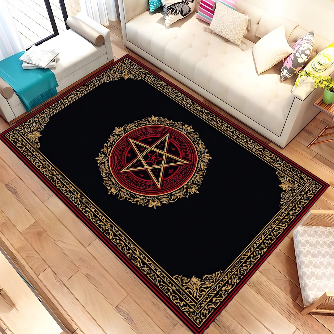 Gothic Pentagram Rug, Pentagram Area Rug, Pentagram Rug, Pentagram ...