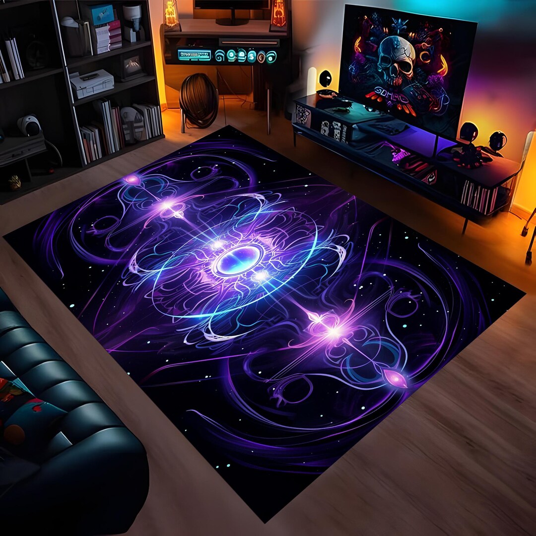 Gamer Rug, Neon Rug, Gaming Room Rug, Neon Look Rug, Purpşe Design Rug ...