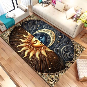Sun and Moon Rug, Moon Rug, Mythology Rug, Luxury Rug, Sun and Moon ...
