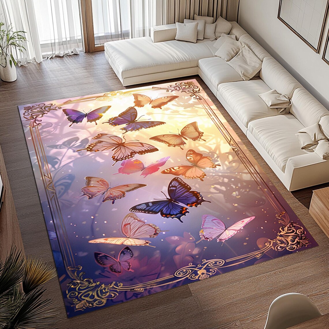 Butterfly Rug, Colored Butterfly Rug, Animal Rug, Butterfly Themed Rug ...