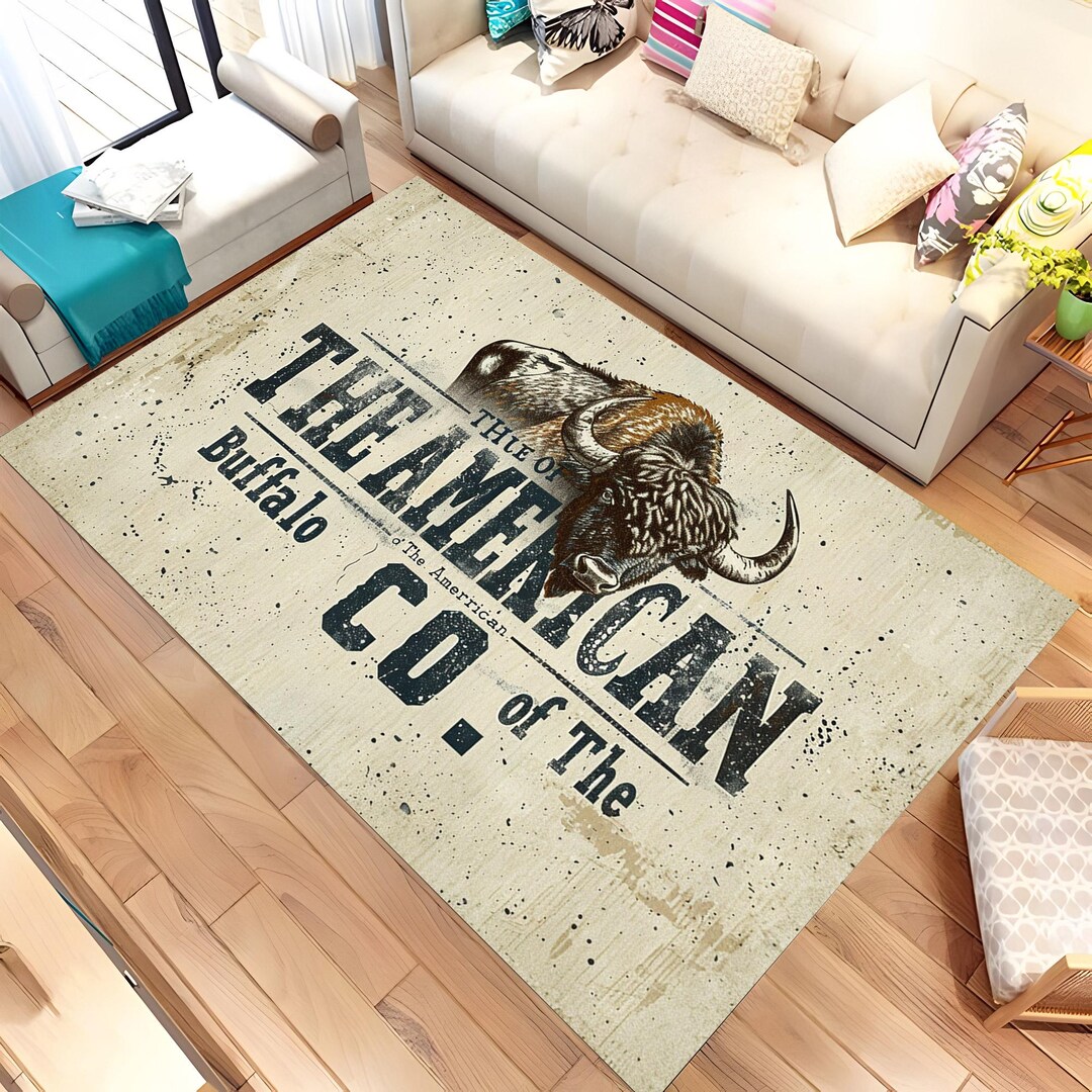 American Buffalo Rug, Wild Bisons Rug, Animal Rug, Bull Rug, Cool ...