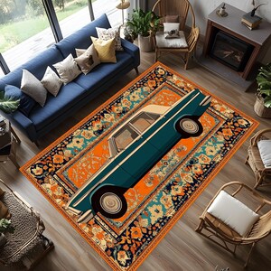 Vintage Car Rug, Classic Car Rug, Car Lover Gift Rug, Retro Car Rug ...