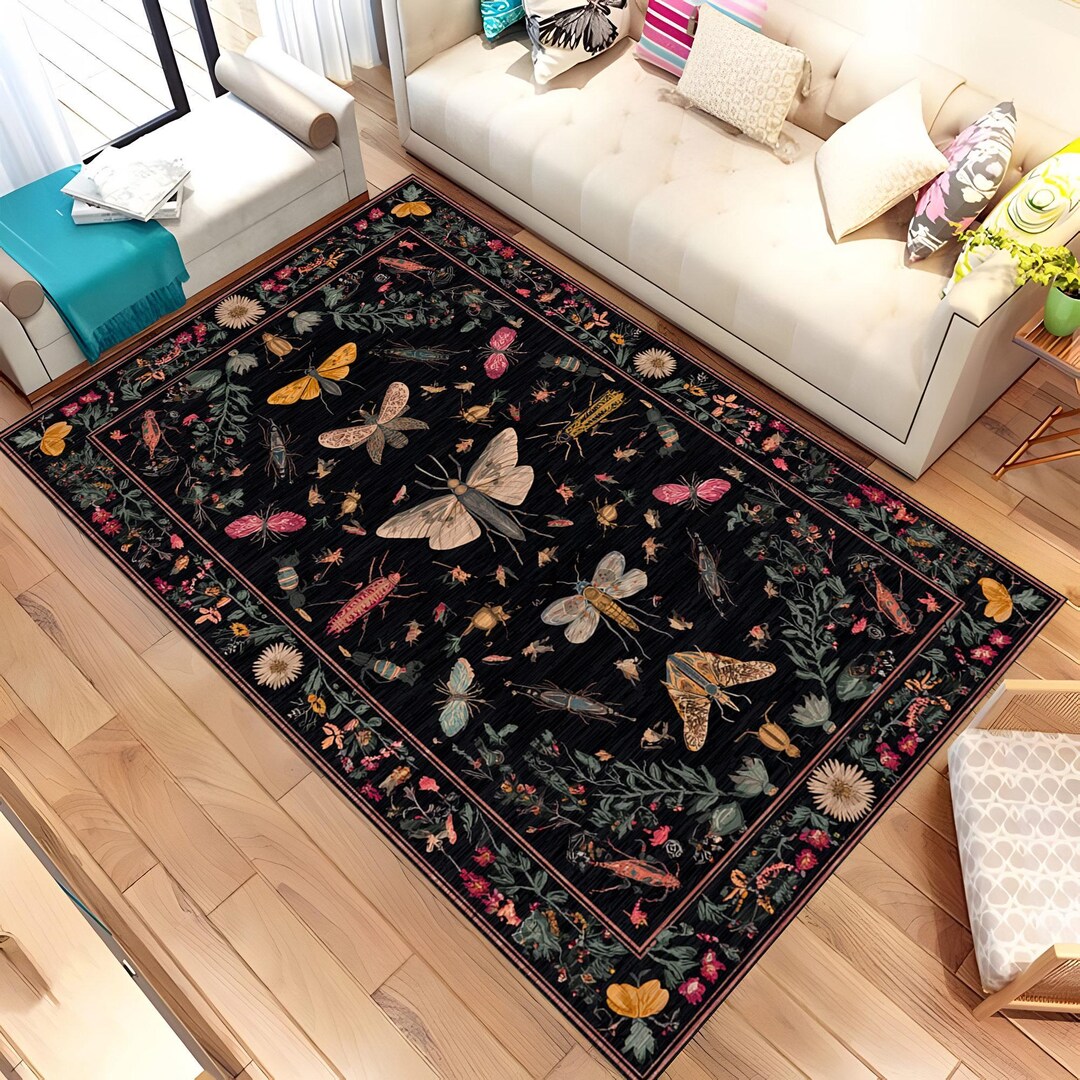 Dragonfly Rug, Traditional Dragonfly Rug, Dragonfly Area Rug, Rustic ...