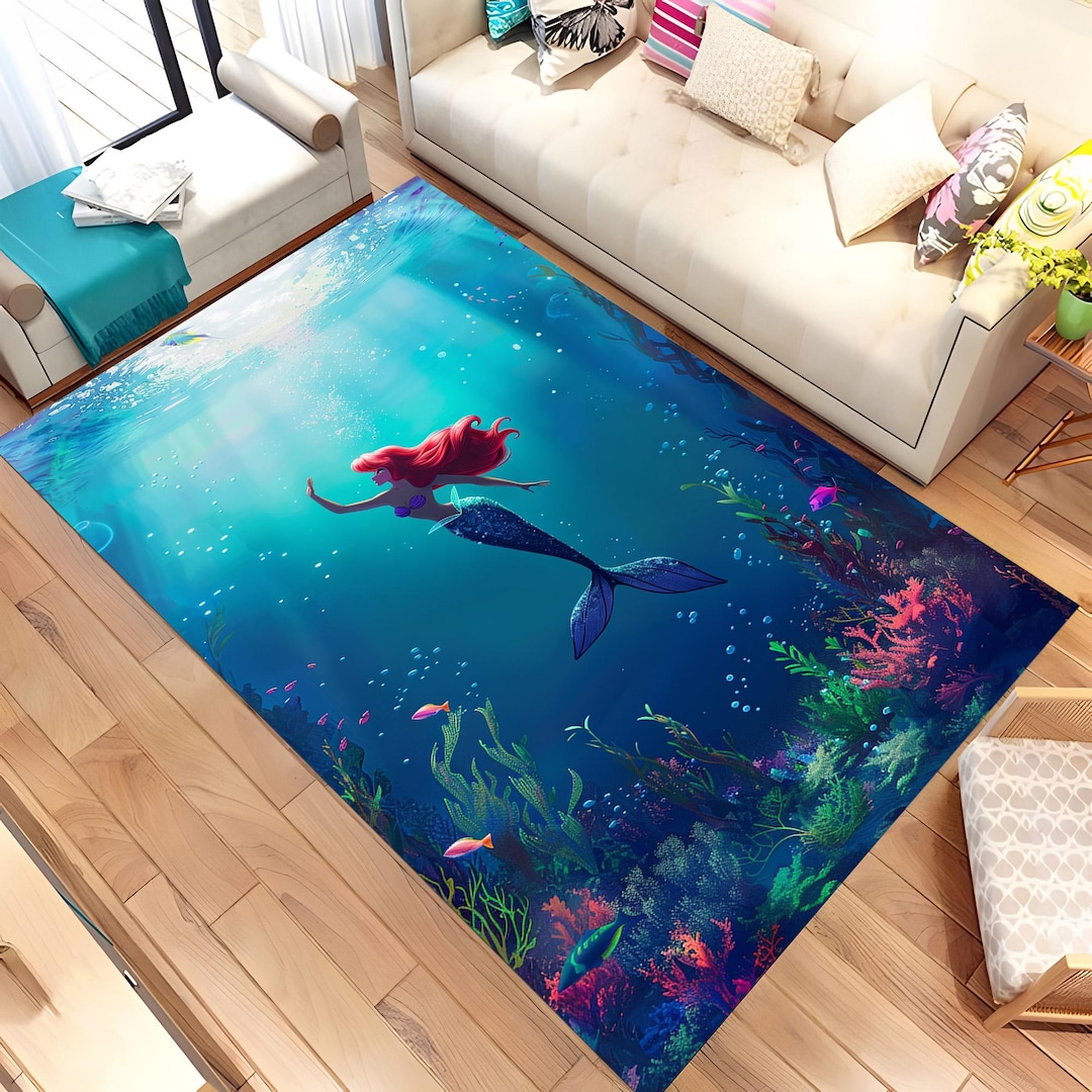 Mermaid Rug, Fantasy Mermaid Rug, Magical Mermaid Rug, Undersea Rug ...