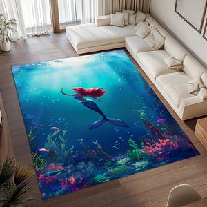Mermaid Rug, Fantasy Mermaid Rug, Magical Mermaid Rug, Undersea Rug ...