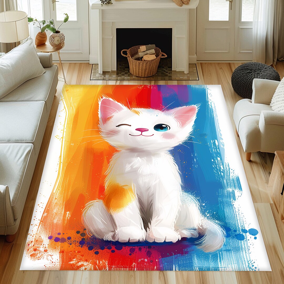 Cat Lover Rug, Cute Cat Rug, Cat Rug, Animal Rug, Kids Room Rug, Living ...