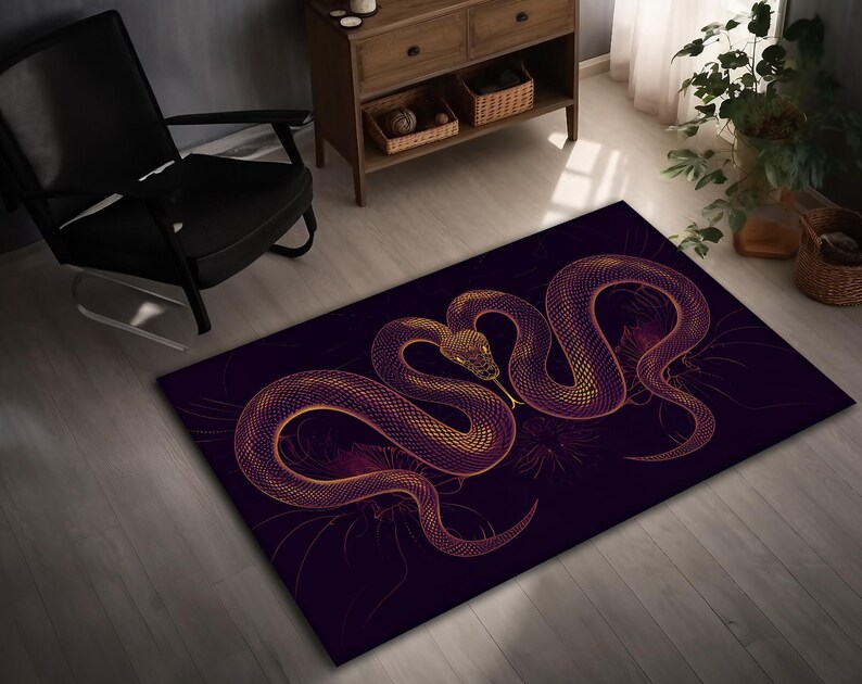 Snake Pattern Rug, Snake Decor, Snake Area Rug, Animal Rugs, Living ...