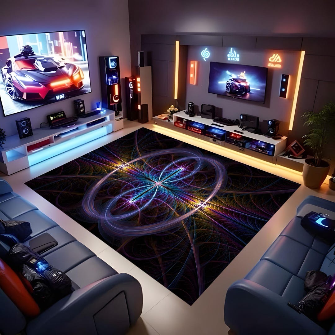 Neon Rug, Gaming Rug, Gaming Room Decor, Colorful Rug, Area Rug, Rugs ...