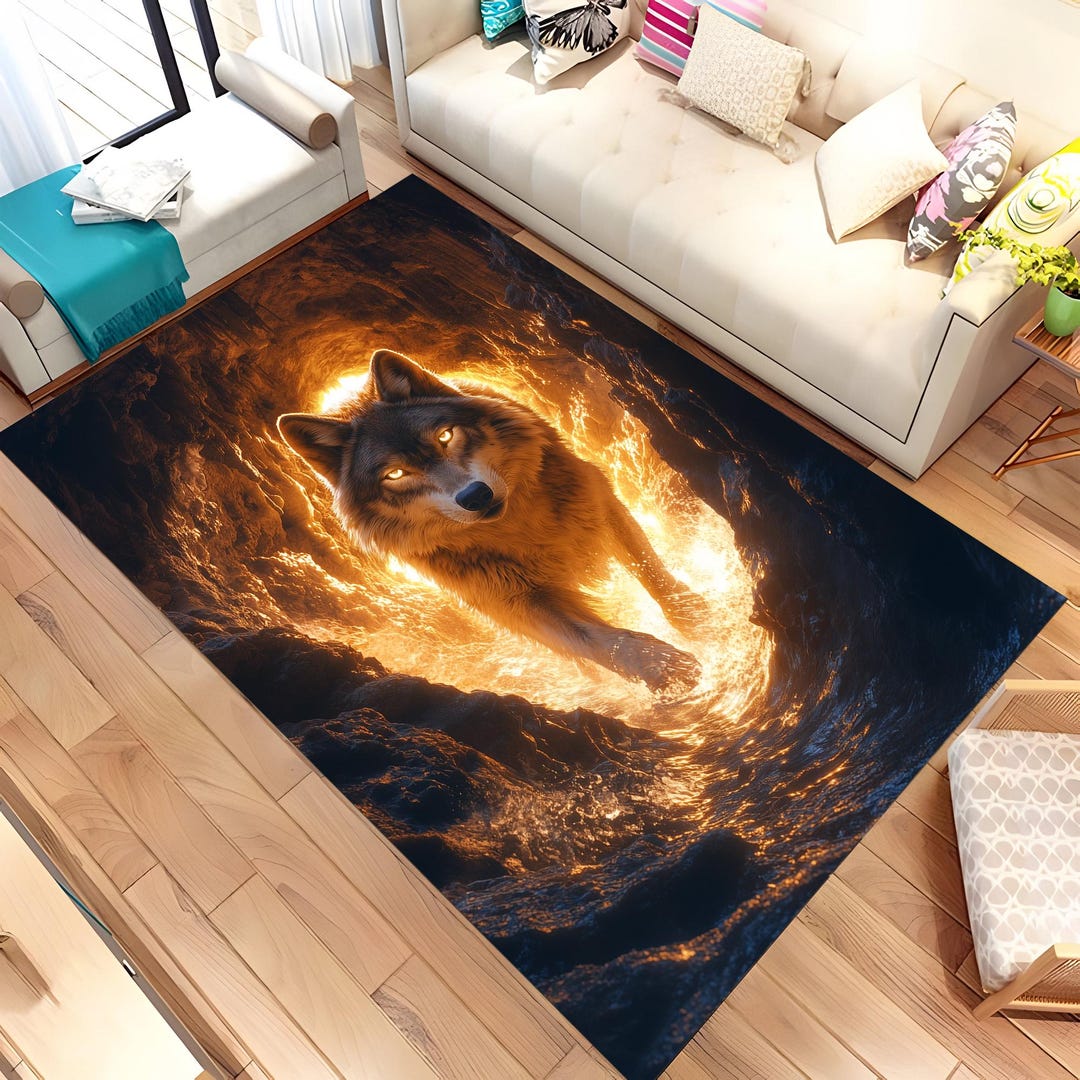 Wolf Rug, Animal Rug, 3D Rug, Scary Wolf Rug, Wolf Area Rug, Home Decor ...