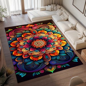 Mandala Rug, Mandala Pattern Rug, Colorful Rug, Area Rug, Popular Rug ...
