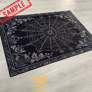 Gothic Spider Web Area Rug, Black Gothic Rug, Dark Academia Decor, Goth ...