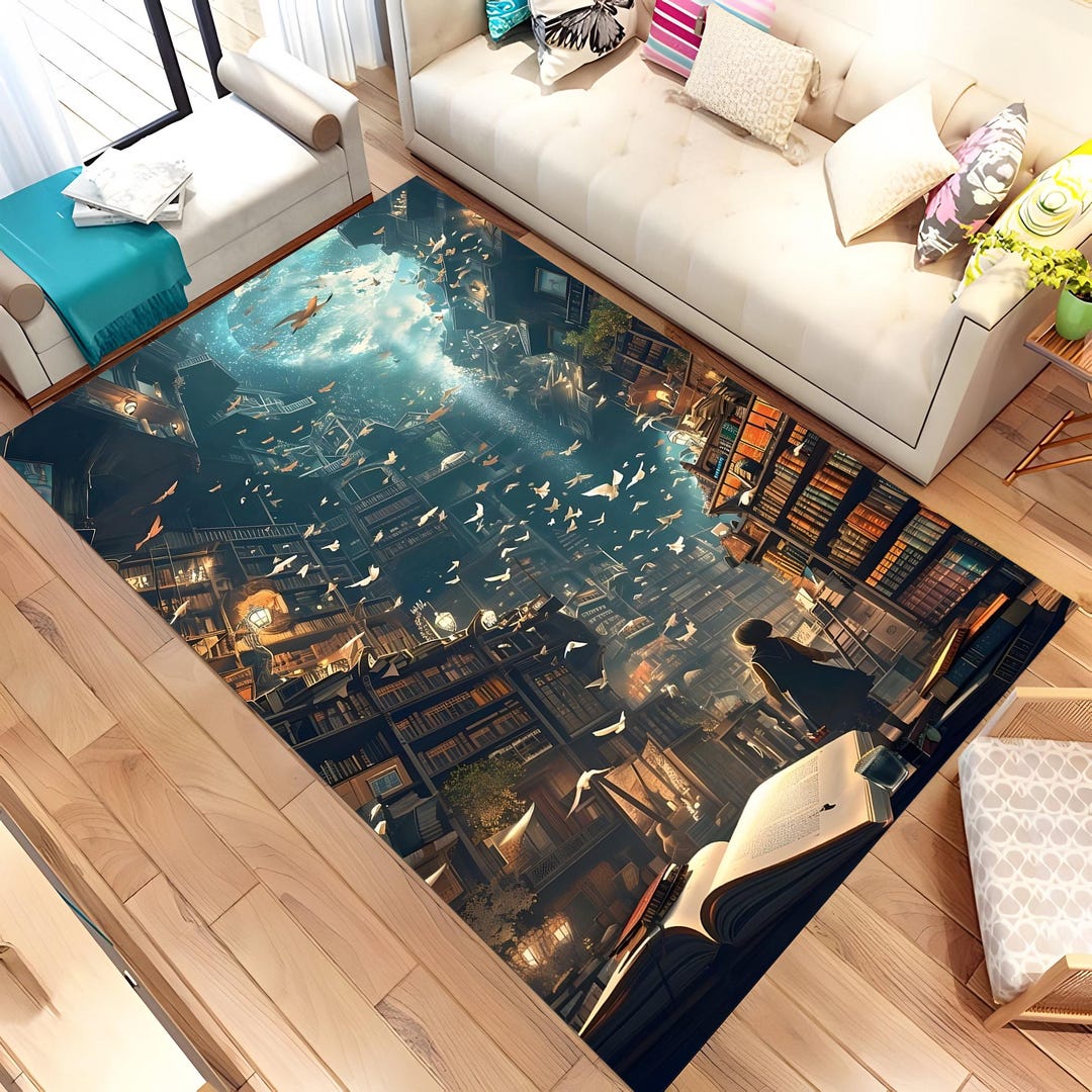 Library Carpet, Book Rug, Bookcase Rug, Sky Rug, Area Rug, Home Decor ...