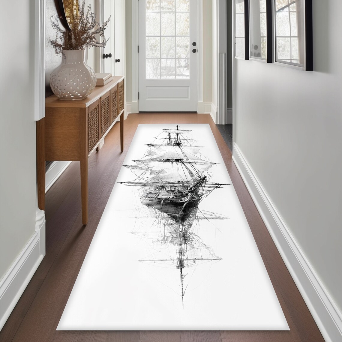 Pirate Ship Rug, Runner Pirate Ship Rug, Scary Pirate Rug, Ship Rug ...