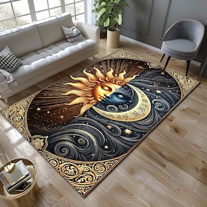 Sun and Moon Rug, Moon Rug, Mythology Rug, Luxury Rug, Sun and Moon ...