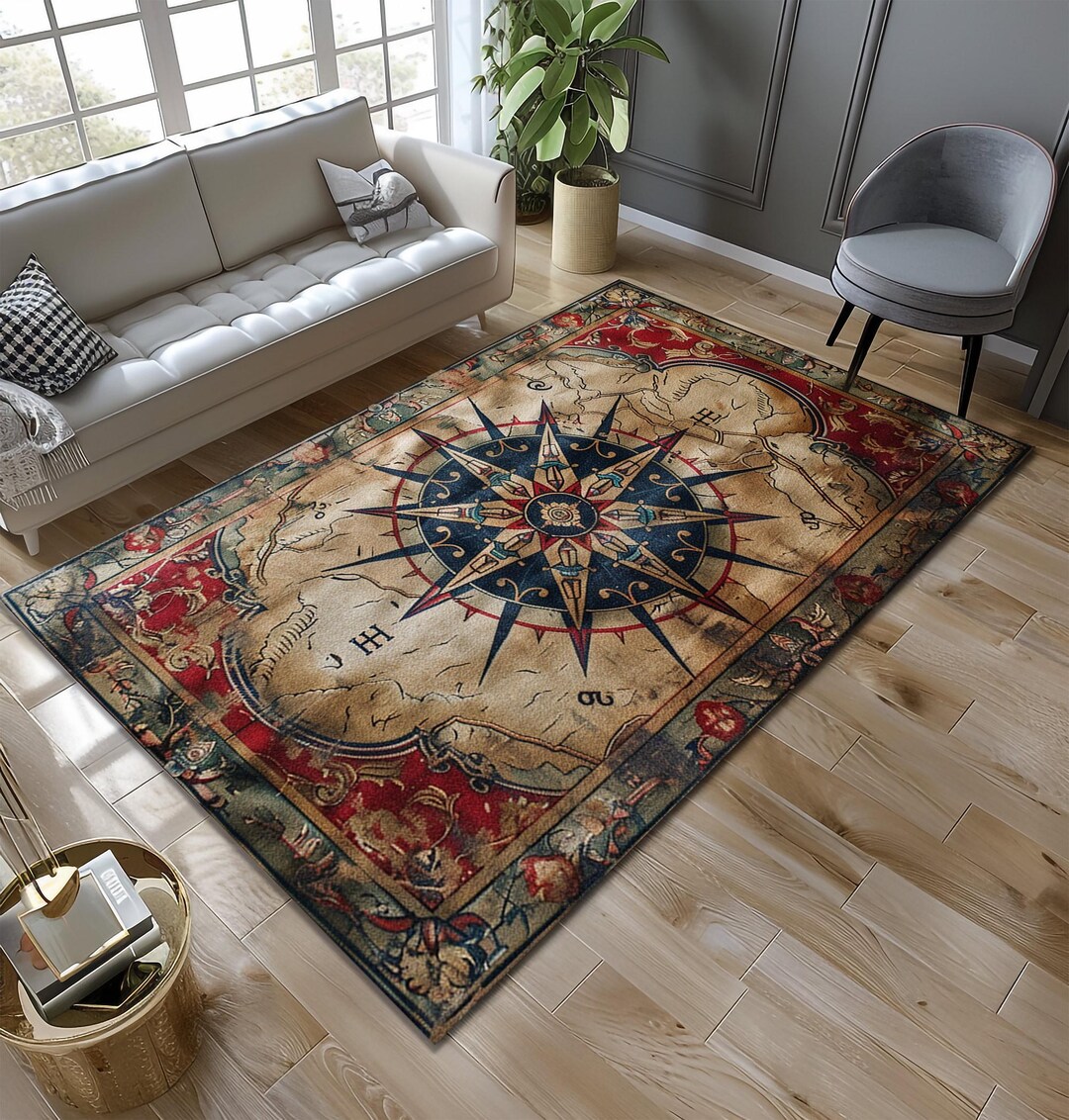 Compass Rug, Compass Pattern Rug, Persian Design Carpet, Persian Rug ...