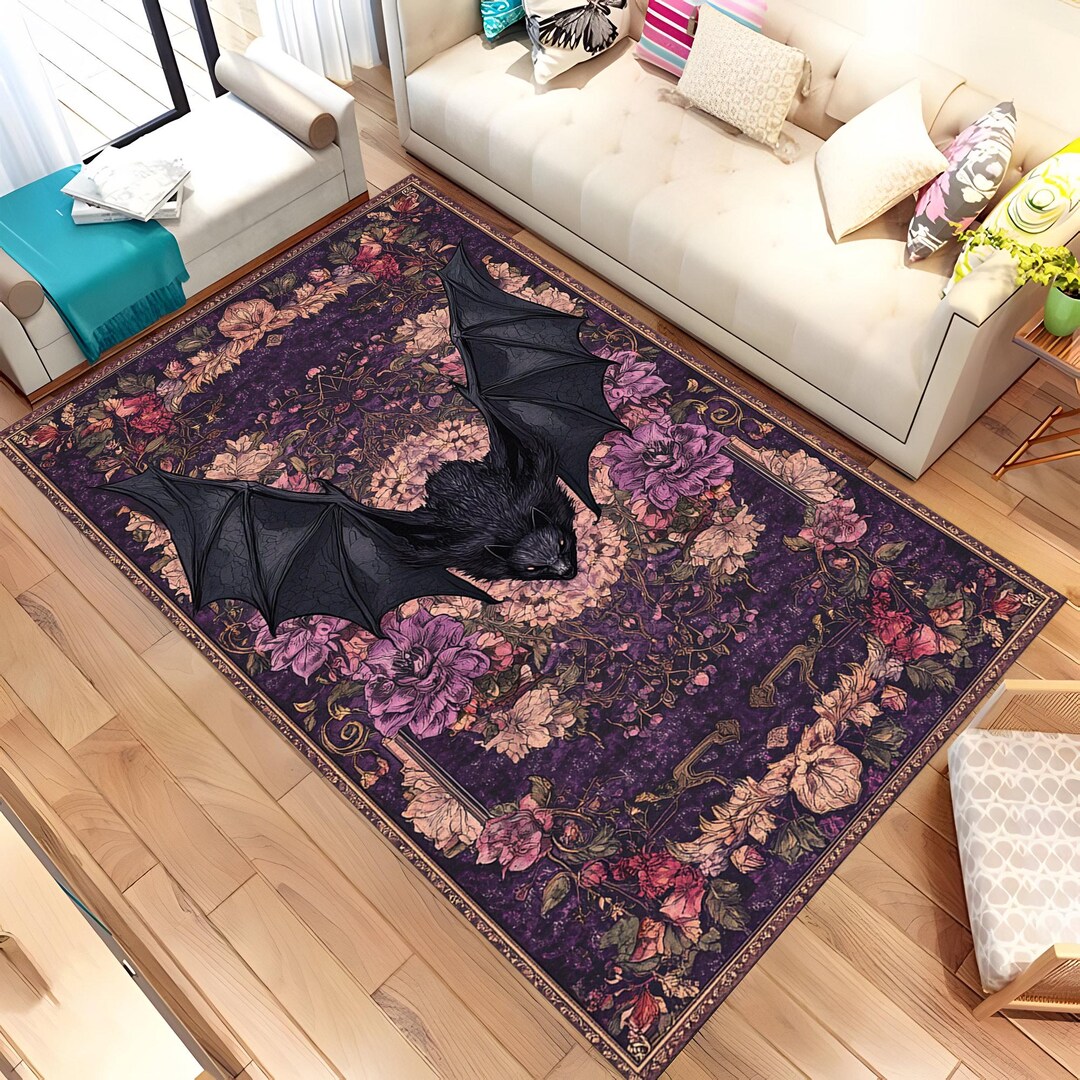 Bat Rug, Gothic Rug for Bat Decor, Gothic Rug for Goth Room Decor ...