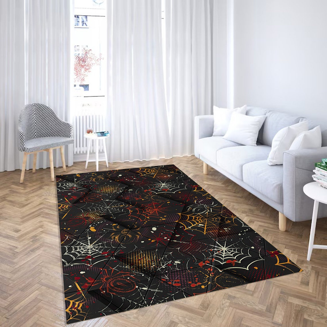 Spider Web Rug, Web Rug, Spider Design Rug, Colorful Rug, Spider Web ...