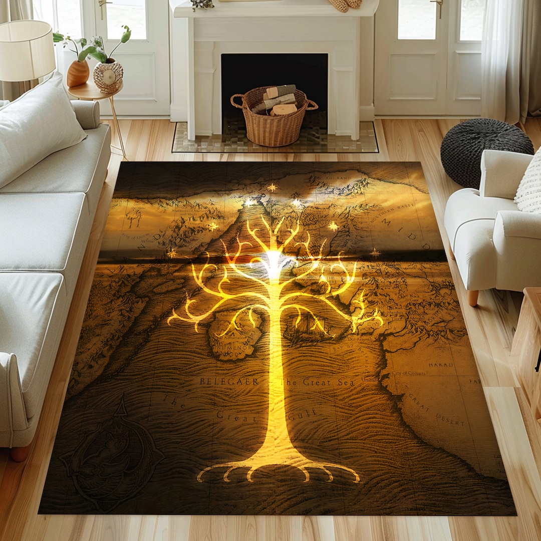 White Tree of Gondor, Lord of the Rings Rug, LOTR Decor, Middle Earth ...
