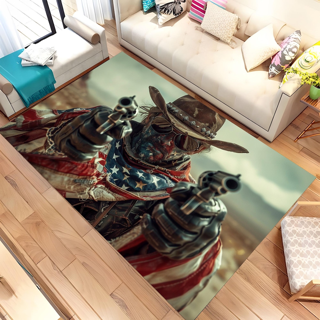 Cowboy Rug, Western Rug, Cowboy Pattern Rug, Cowboy Hat Design Rug ...