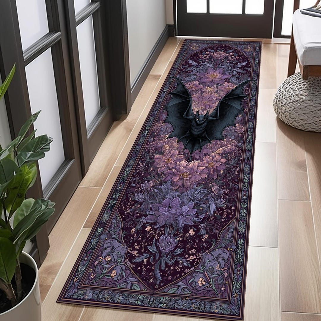 Bat Rug, Gothic Rug for Bat Decor, Gothic Rug for Goth Room Decor ...