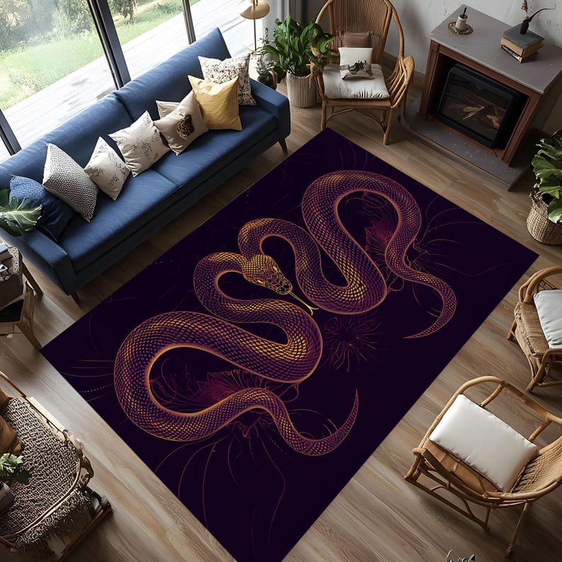 Snake Pattern Rug, Snake Decor, Snake Area Rug, Animal Rugs, Living ...