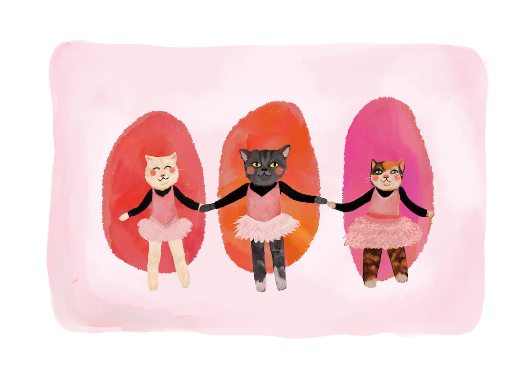 Ballet Cats A4 Print Cats, Children's Illustration, Nursery, Ballet - Etsy