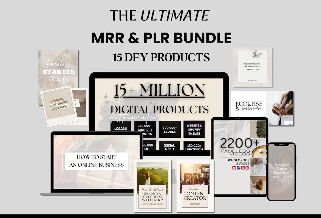 MRR & PLR Ultimate Bundle With 15 Digital Products DFY - Create A ...