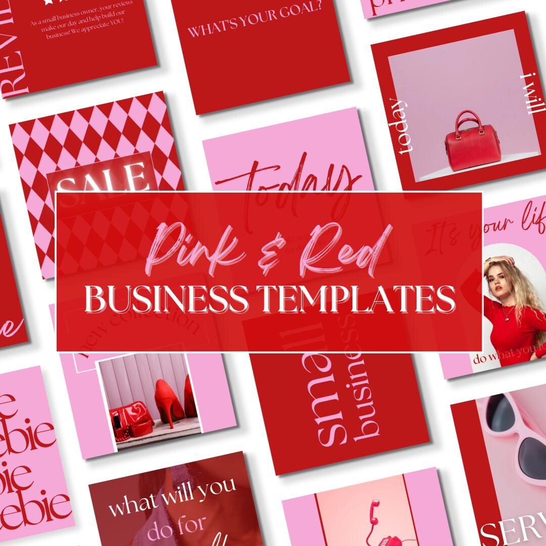 Pink & Red Business Instagram Templates: Small Business Branding ...