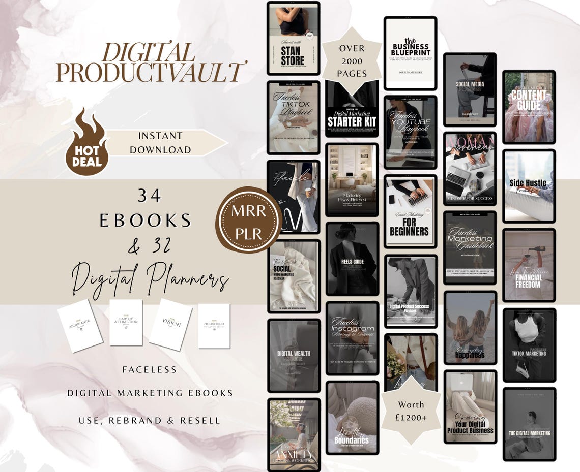 Digital Marketing Ebooks Bundle: 34 Done-for-you Guides (MRR & PLR) - Etsy