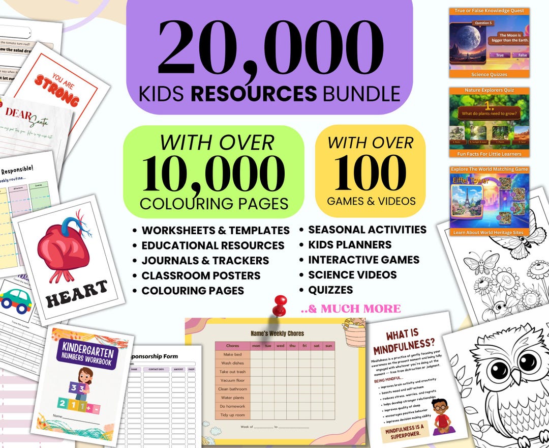20,000+ Kids Educational Resources Bundle: MRR & PLR (digital Download ...