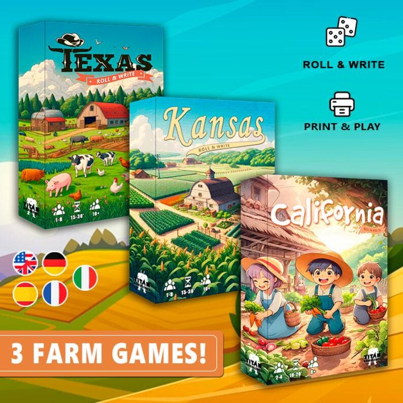 Kansas Roll and Write Game: Printable Dice Farming Board Game (PDF ...