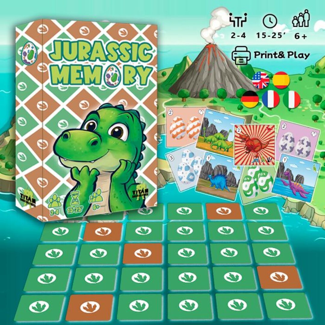 Jurassic Memory – Printable Dinosaur Matching Game | Flip and Memory ...
