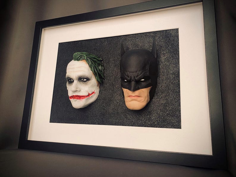 The Chaotic Smile & the Silent Shadow – Wall Mounted Mask Display - Etsy
