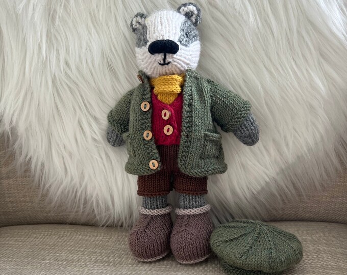Bailey the Badger - Hand Knitted Badger, Ideal Present or Gift - Etsy