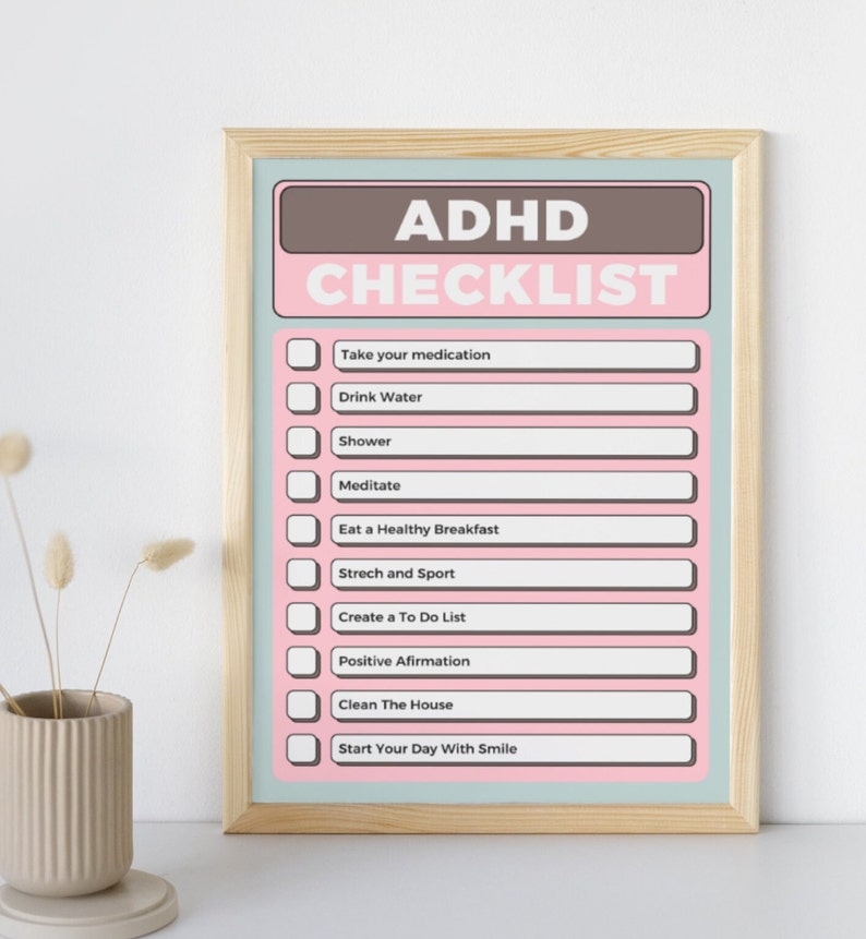 ADHD Checklist Print Adhd Poster Attention Deficit Hyperactivity ...