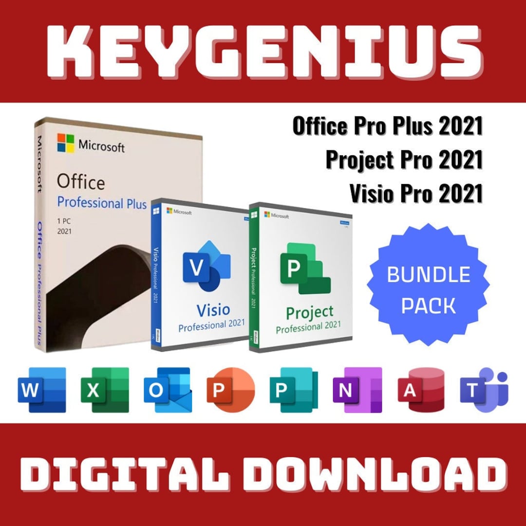 Microsoft Office Bundle Office Pro Plus 2021 Visio Pro 2021 Project Pro ...