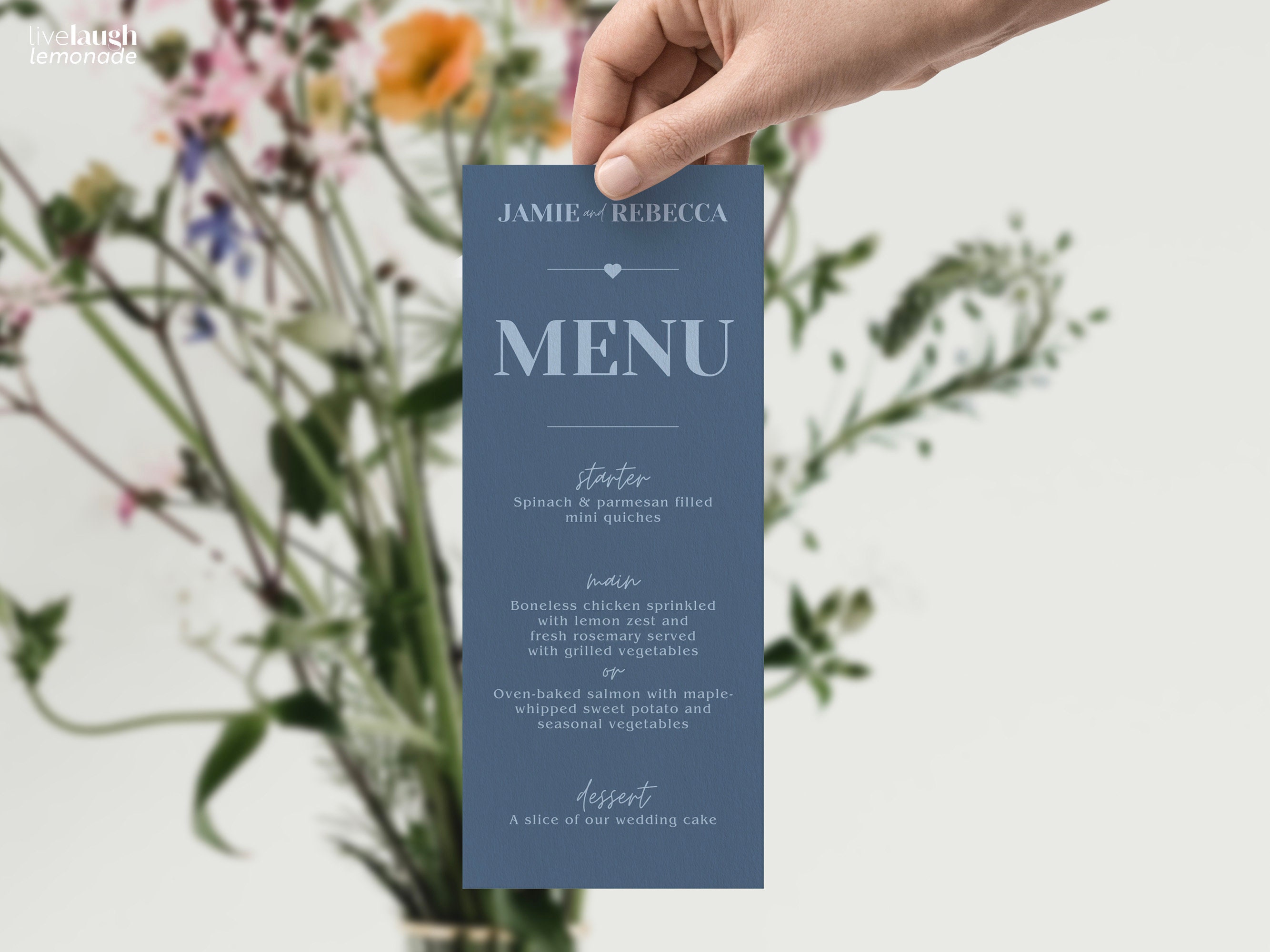 Simple Editable Wedding Menu and Place Cards Template for DIY Wedding ...