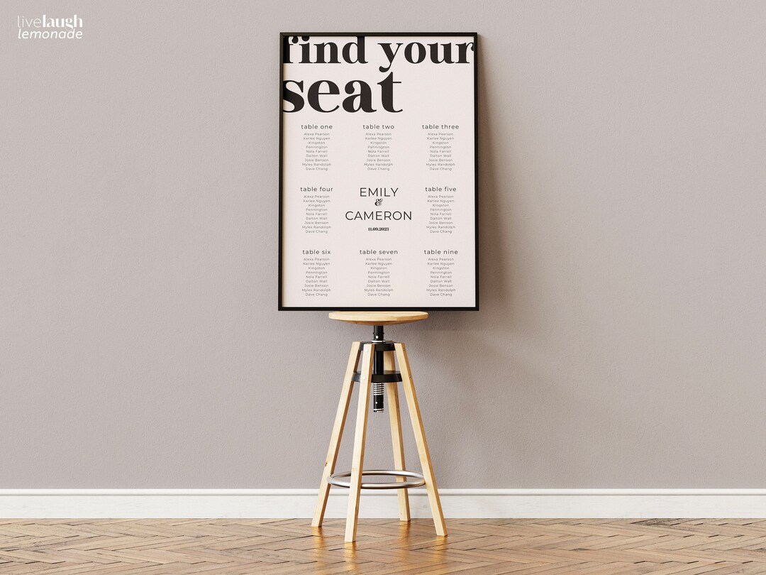 Editable Seating Chart Template for Wedding DIY Signs - Printable ...