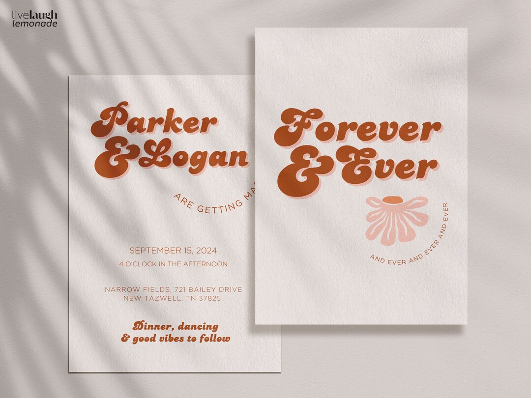 Editable Retro Wedding Invitation - Groovy Invitation Set for Disco ...