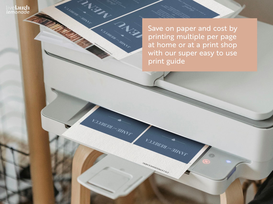 Simple Editable Wedding Menu and Place Cards Template for DIY Wedding ...