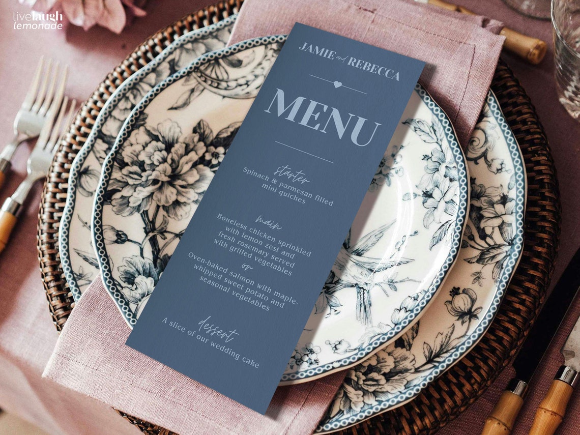 Editable Wedding Menu Printable Template for DIY Wedding Customizable ...